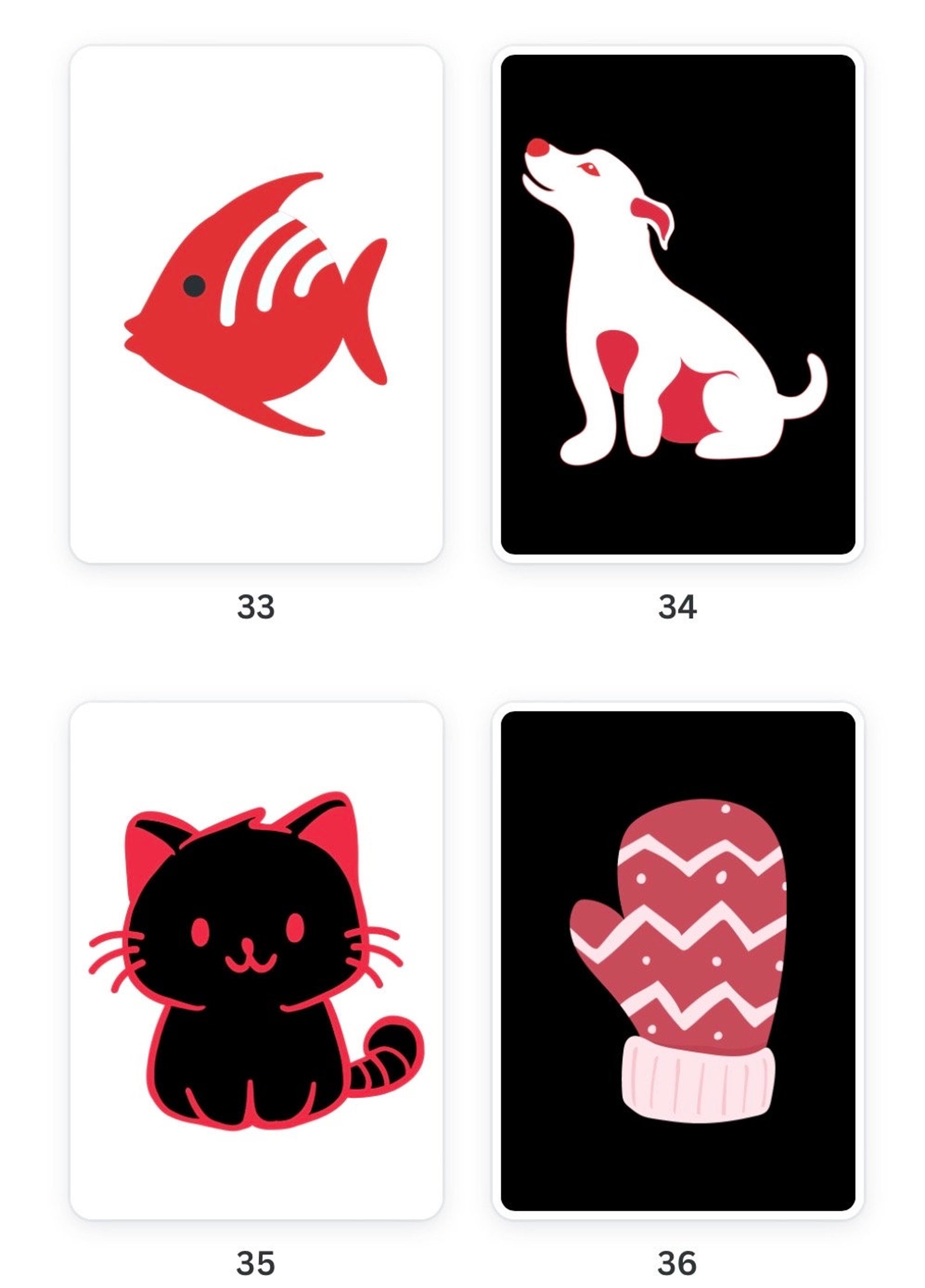 High Contrast Red, Black and White Visual Stimulus Cards (3 - 6months ...
