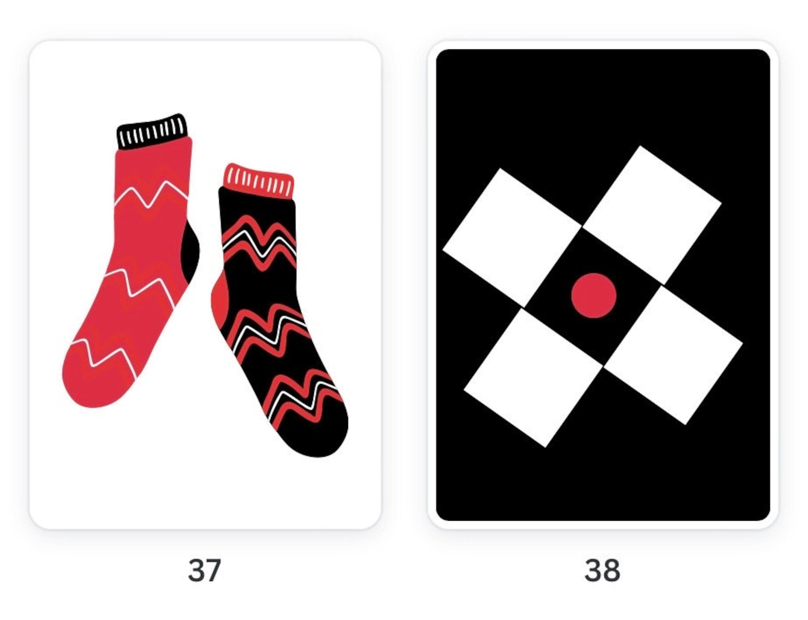 High Contrast Red, Black and White Visual Stimulus Cards (3 - 6months ...