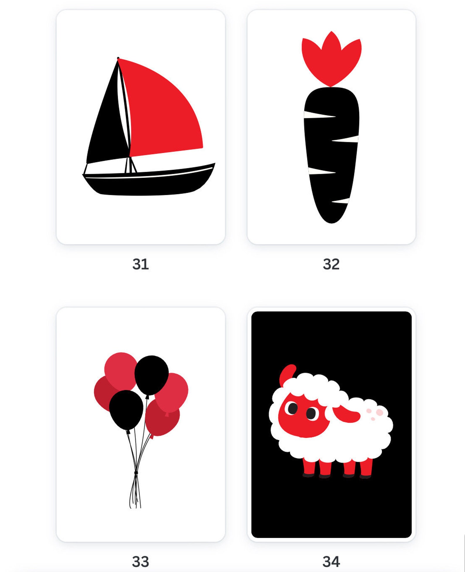 High Contrast Visual Stimulus Cards for Babies (3 - 6 Months) - Etsy