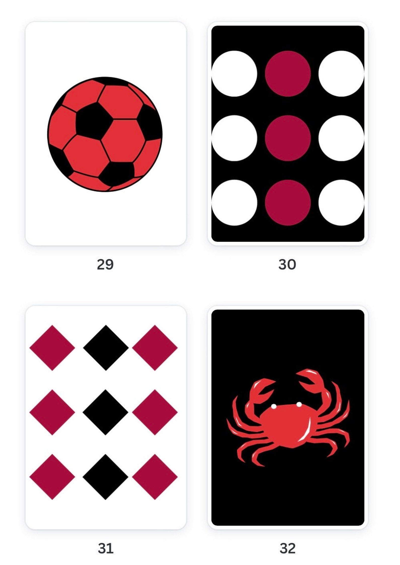 High Contrast Red, Black and White Visual Stimulus Cards (3 - 6months ...