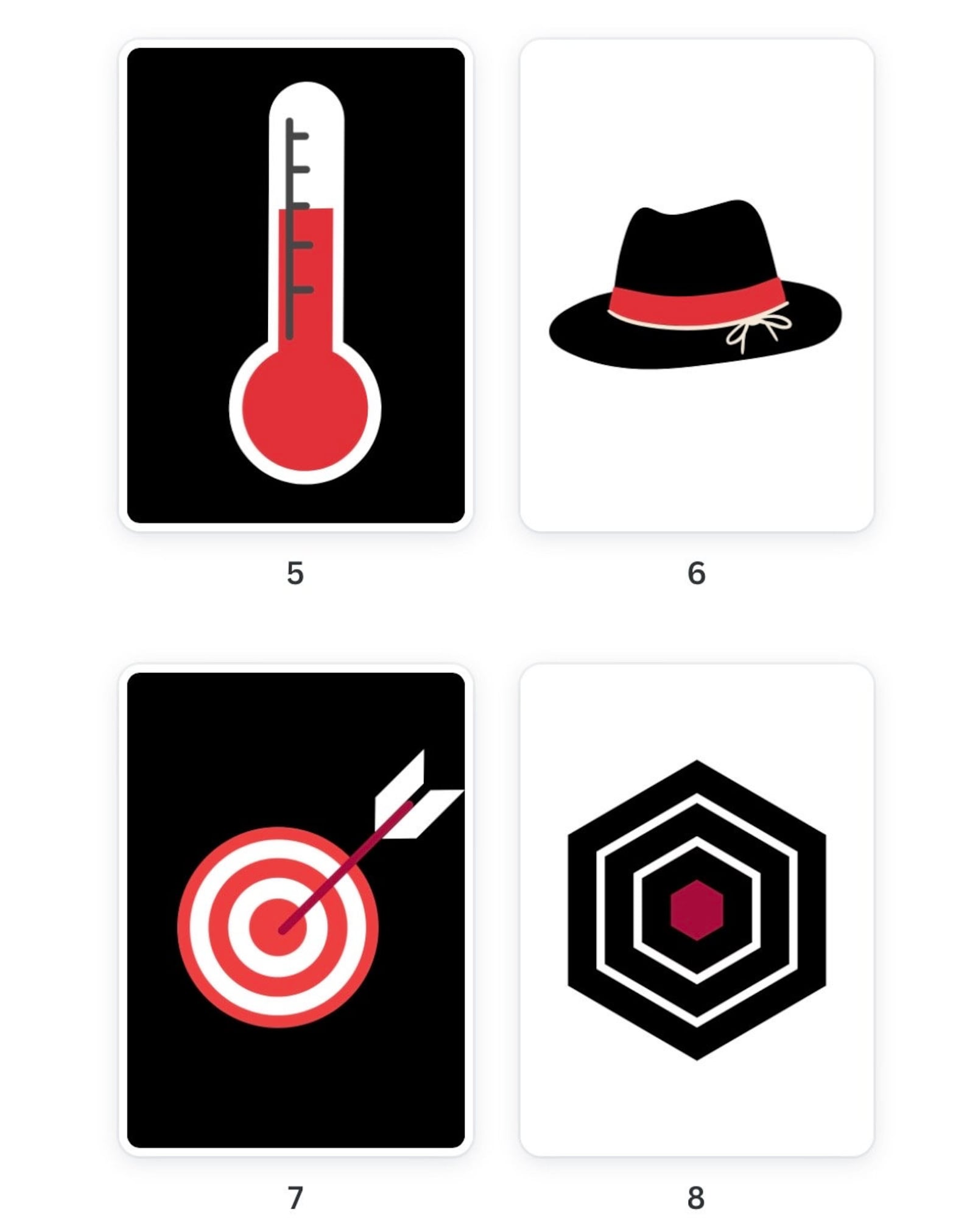 High Contrast Red, Black and White Visual Stimulus Cards (3 - 6months ...