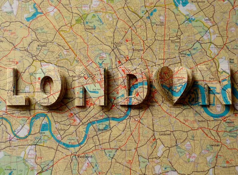 London Letter Map - Etsy