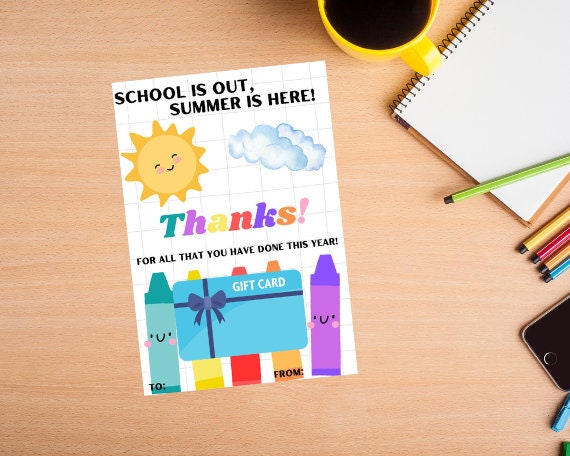 End of the Year Teachers Gift Card Holder for Summer, End of the School ...