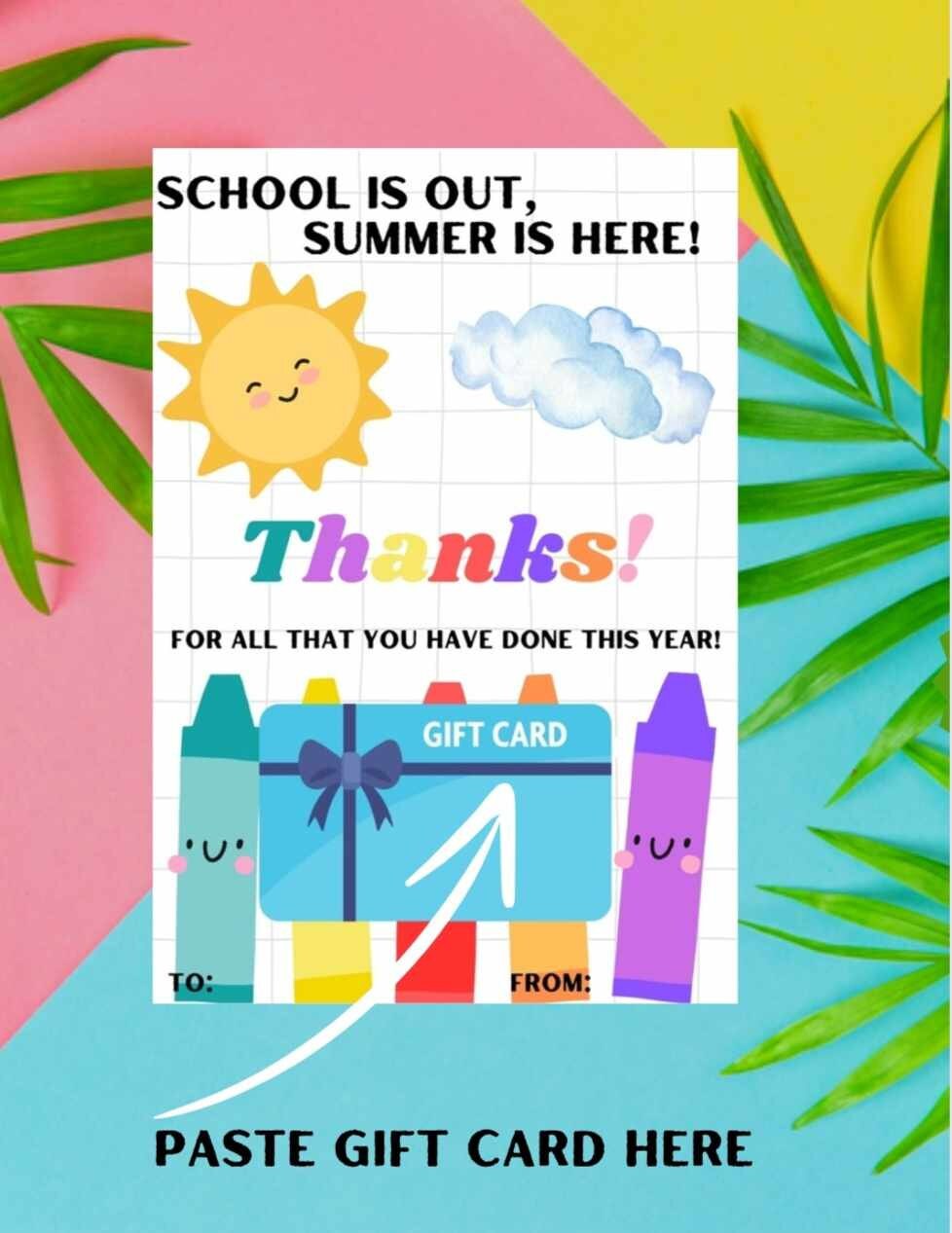 End of the Year Teachers Gift Card Holder for Summer, End of the School ...