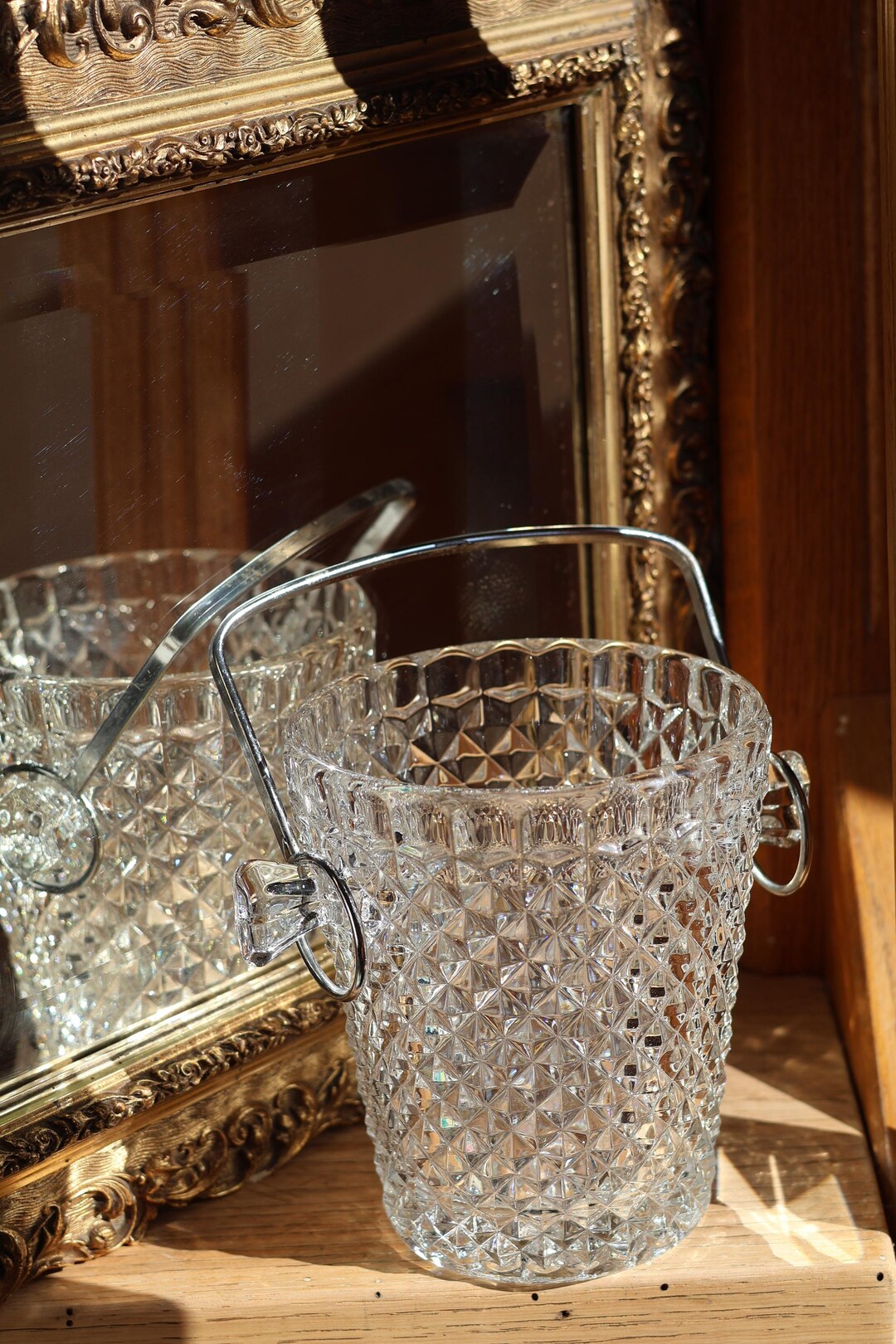 Sublime French Cut Glass Ice Bucket, Elegant Glassware, Table and Bar ...