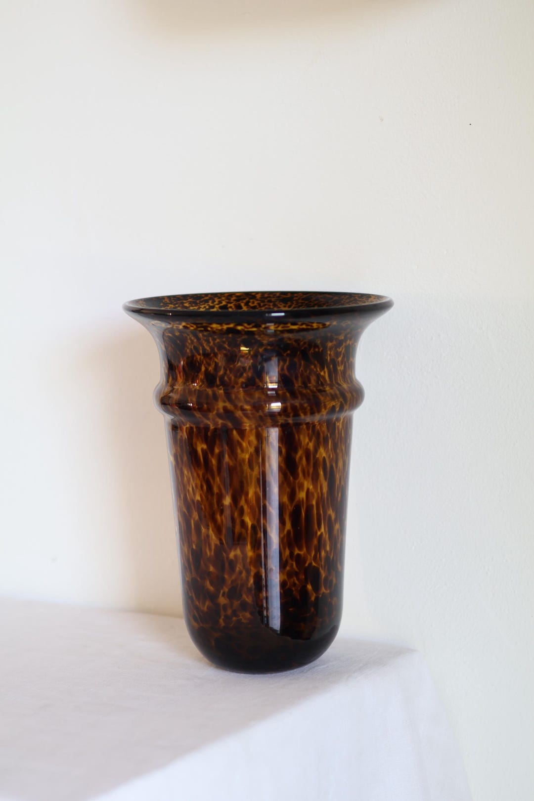 Vintage Translucent Glass Vase, Turtoise Scalloped Effect, Elegant and ...