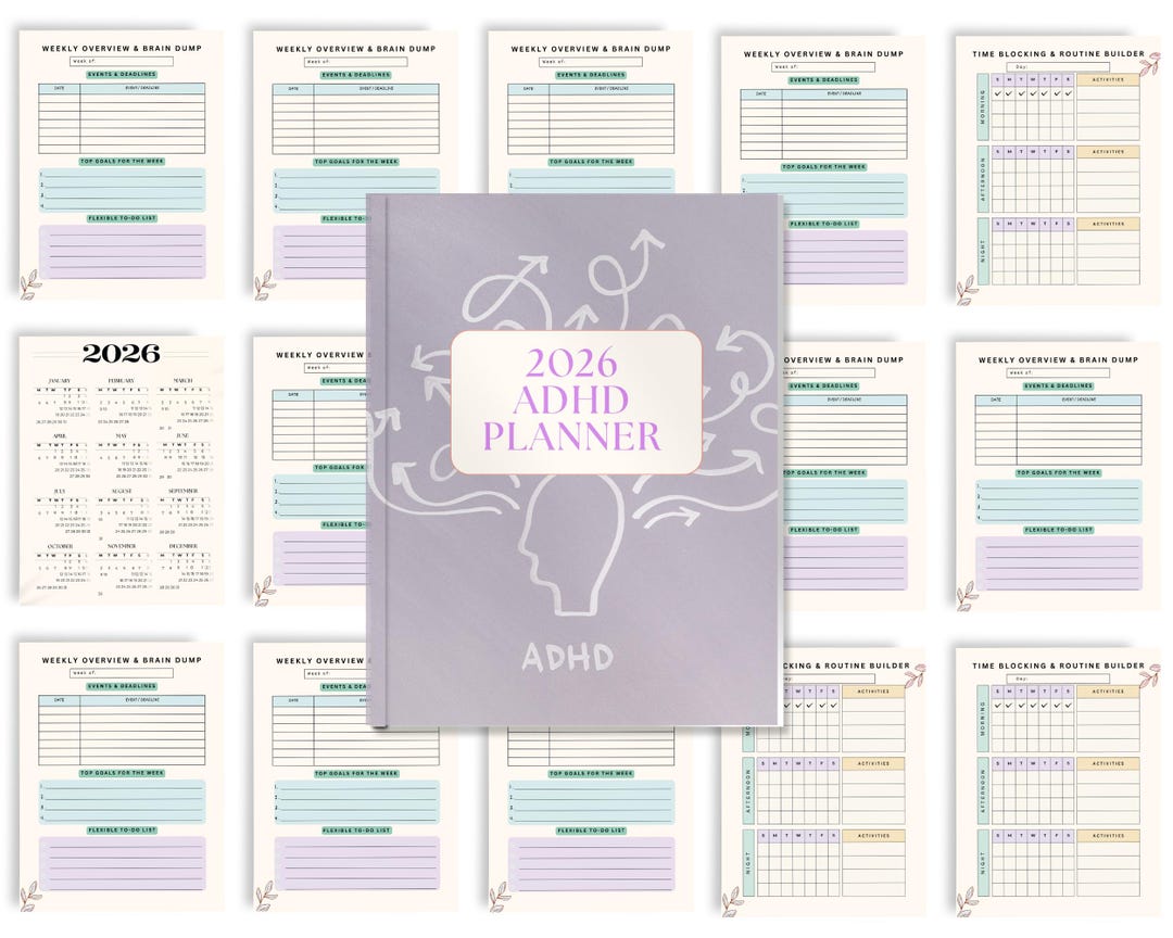 2026 ADHD Planner Printable Neurodivergent Daily Planner Focus ...