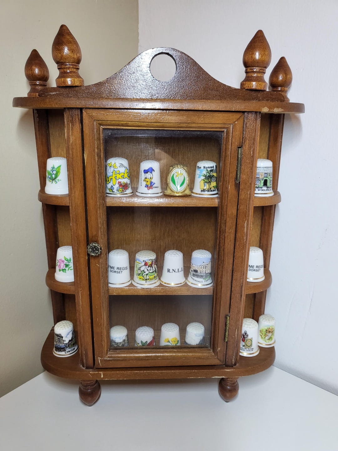 Vintage Wooden Thimble Collection Display Cabinet With Glass Door - Etsy