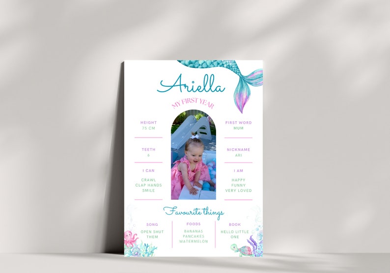 Mermaid Photo Board, 1st Birthday Photo Board, Mermaid Party, Mermaid ...