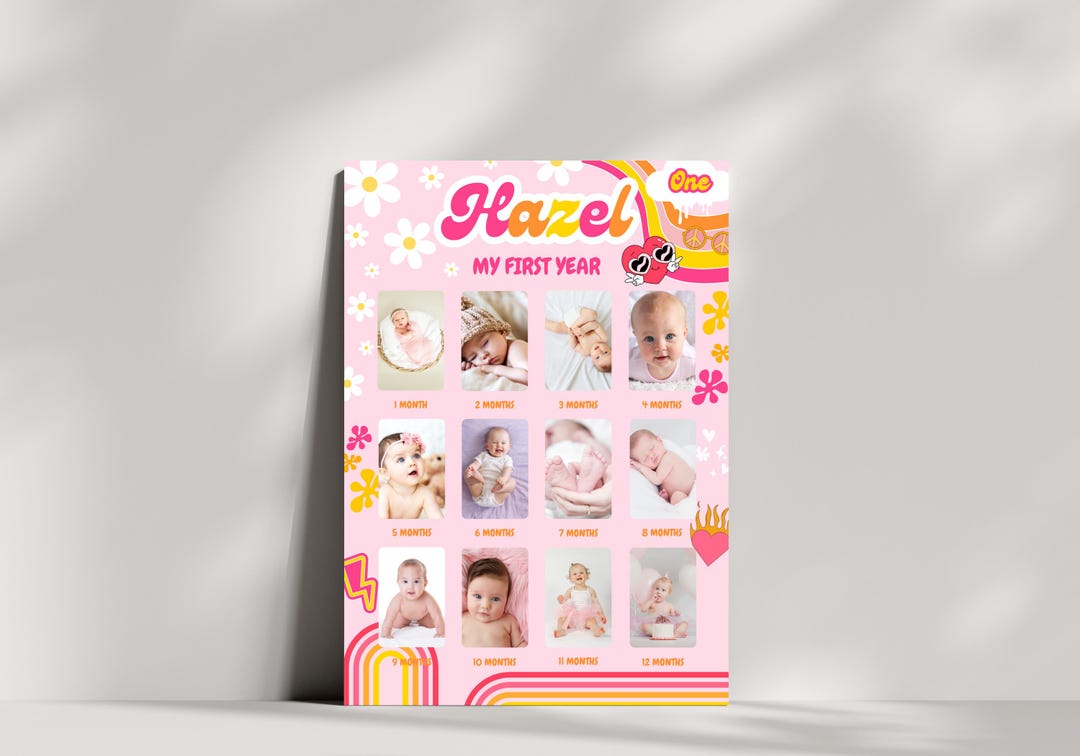 Groovy Photo Board, Retro Photo Board, First Birthday Photo Board ...
