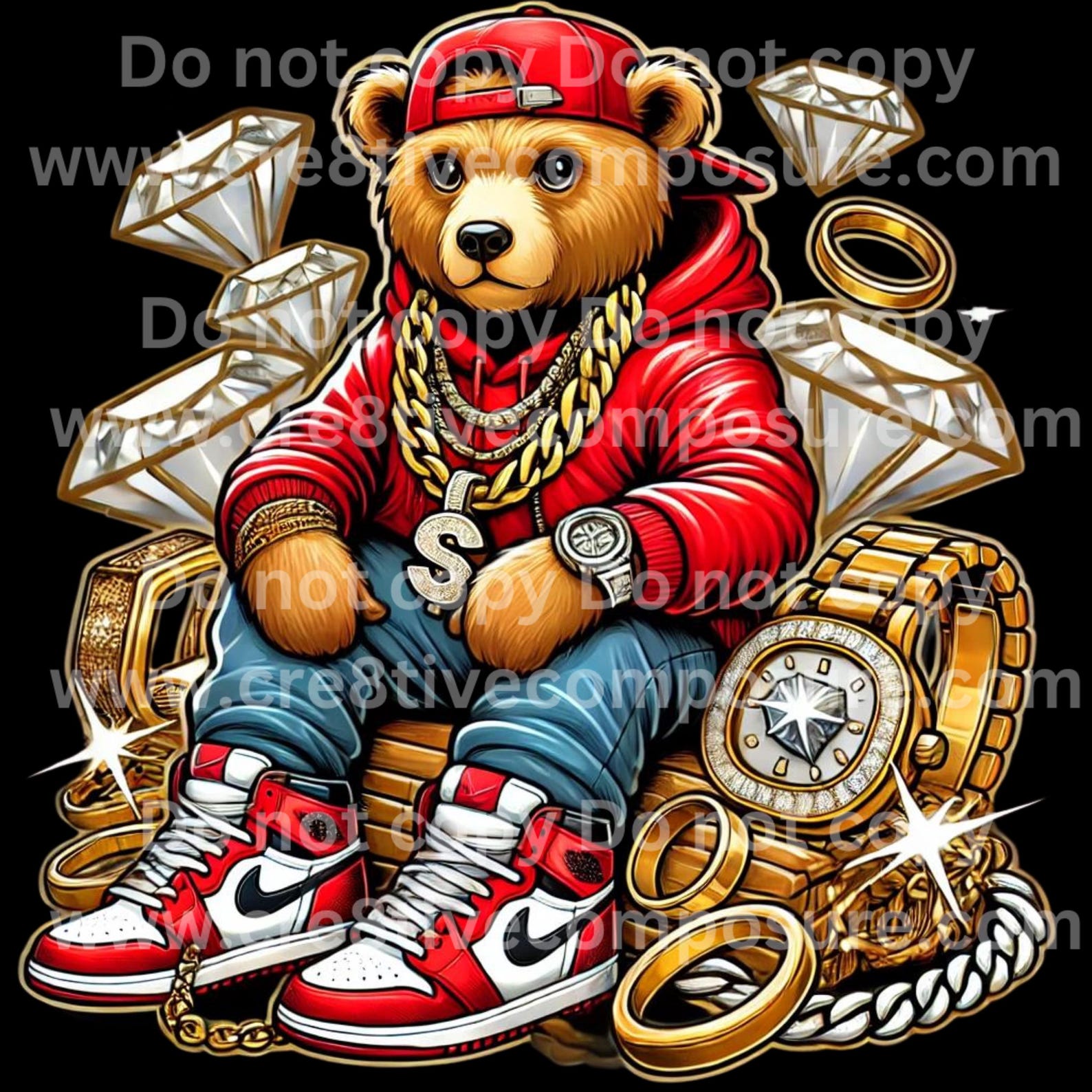 Red Hip Hop Bear Digital Download - Etsy