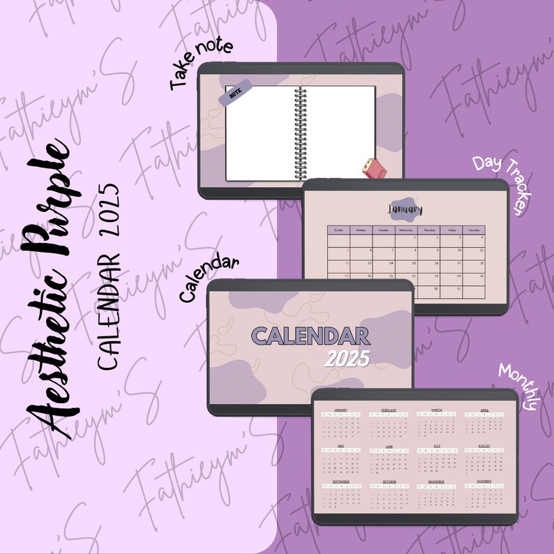 Calendar 2025 Aesthetic Purple - Etsy