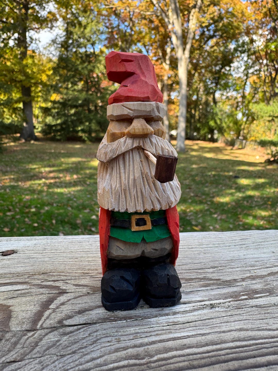 Hand Carved Basswood Santa With Pipe, Hand Painted Christmas Decor - Etsy
