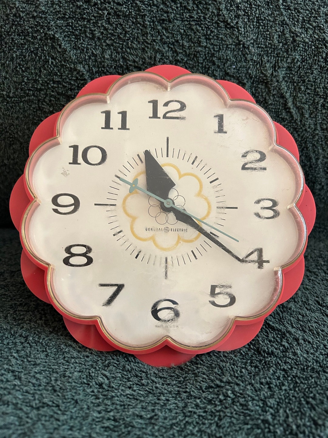 RARE GE Working Red Wall Clock With 2nd Hand - Etsy
