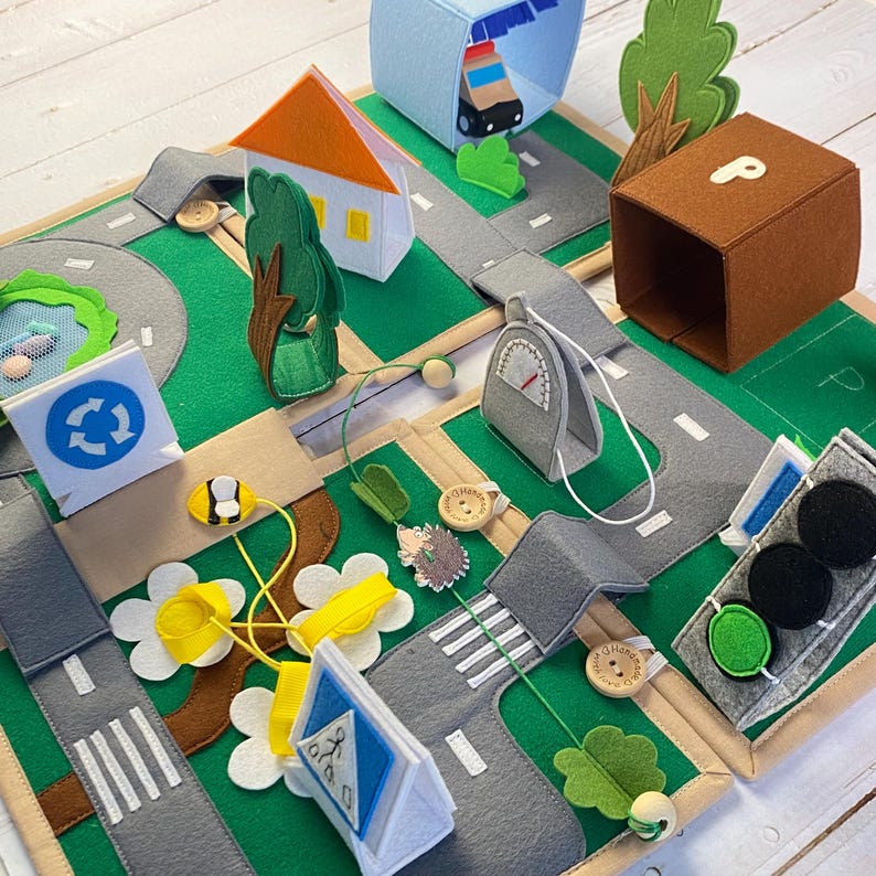 Toddler Busy Book, Quiet Book, 3D Traffic Toddler Play Mat, Road Track ...