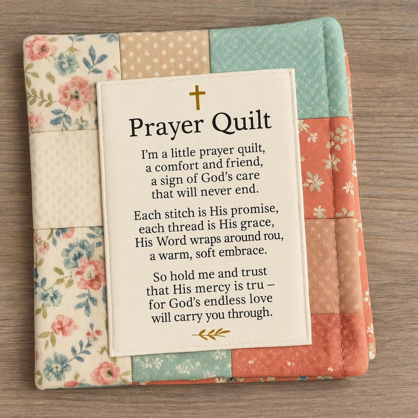 8x Prayer Quilt Poems Fabric Labels – 8 Sew-on Cotton Tags, Opaque Quilt Labels for Handmade ...