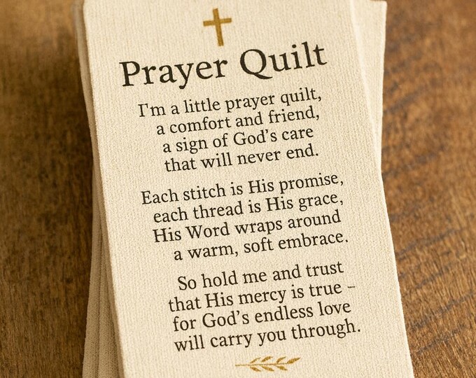 8x Prayer Quilt Poems Fabric Labels – 8 Sew-on Cotton Tags, Opaque Quilt Labels for Handmade ...