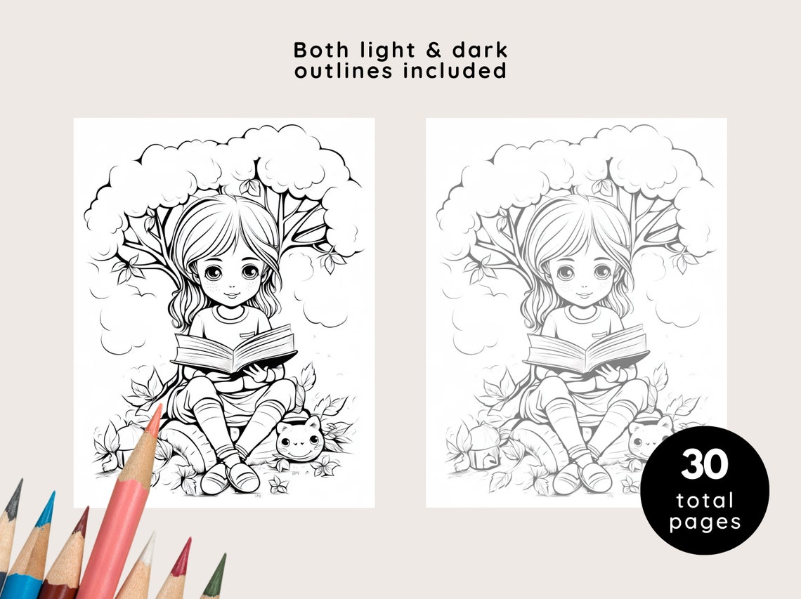 Cute Girl Coloring Book, Childrens Coloring Pages, Floral Girls ...