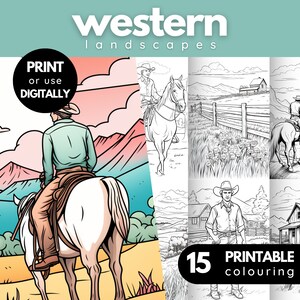 15 Western Landscape Coloring Pages, Printable Ranch Colouring Book ...
