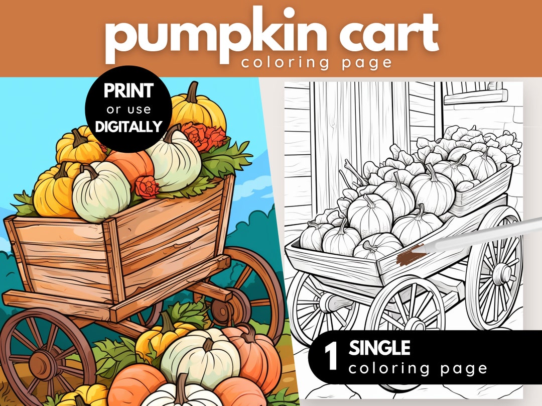 Bold and Easy Fall Coloring Page, Single Page Coloring Sheet, Wooden ...