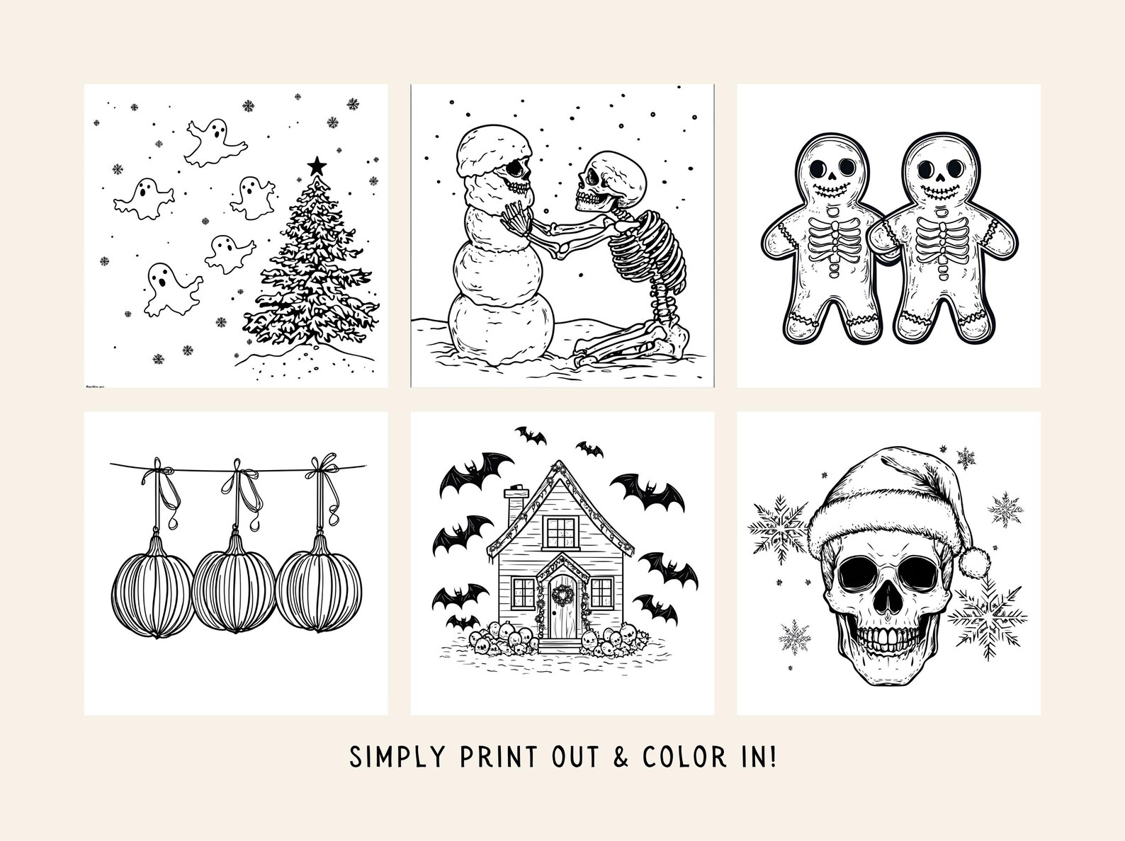 Creepy Christmas Coloring, Bold and Easy Printable Book, Spooky Winter ...