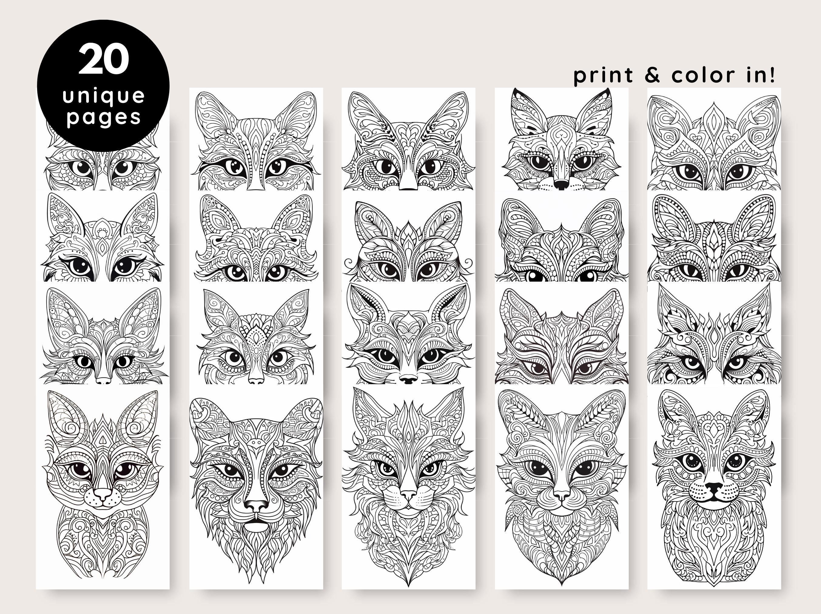Mandala Cat Coloring, Printable Stress Relief Patterns, Cute Kitten ...