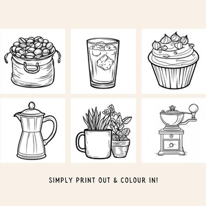 Simple Coffee Shop Coloring, Cute Coffee Lover Coloring Book, Easy to ...
