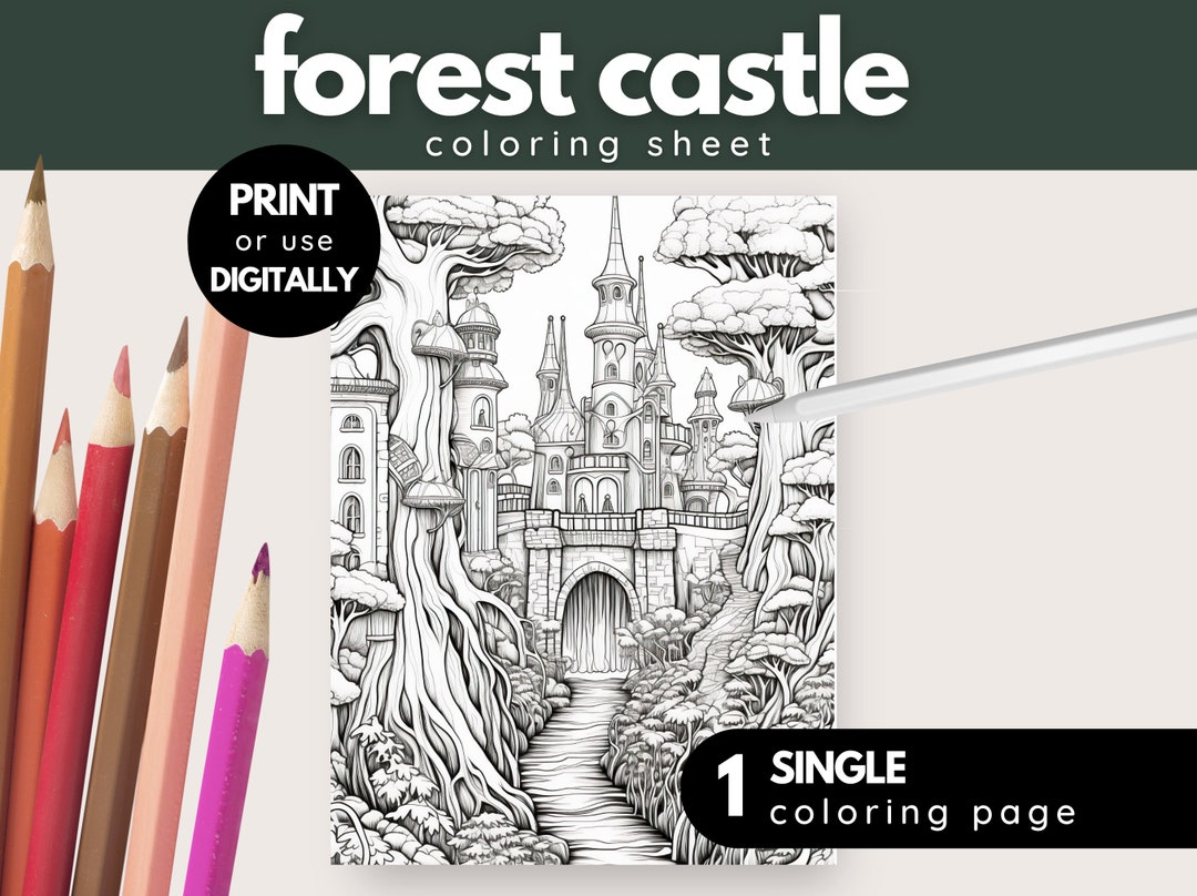 Magical Forest Coloring Pages, Single Page Coloring, Printable ...