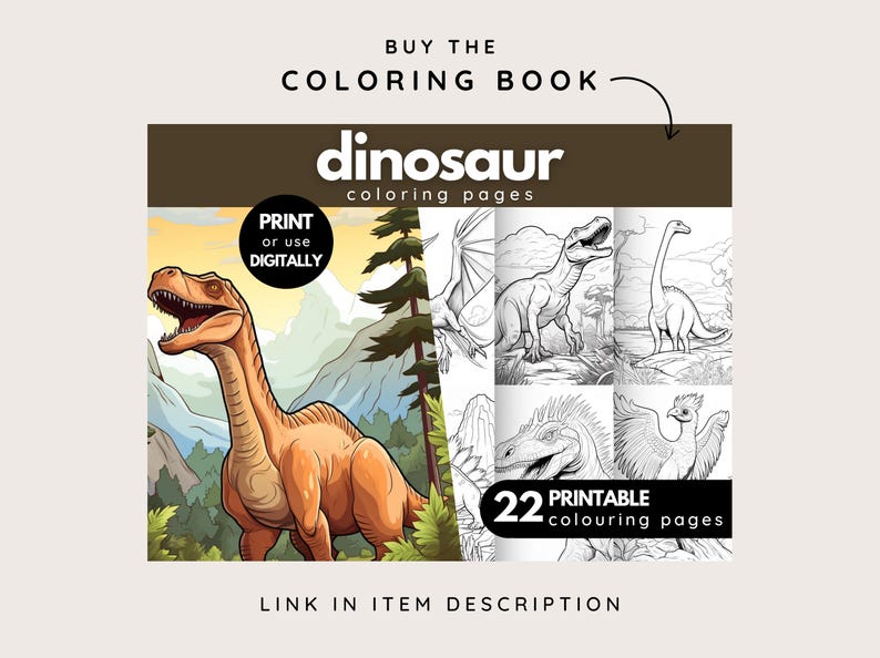 Digital Coloring Page Dinosaur, Single Sheet, T Rex Dino Coloring In ...
