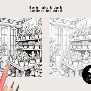Adult Coloring Book Plants, Printable Plant Shop Interior Colouring ...