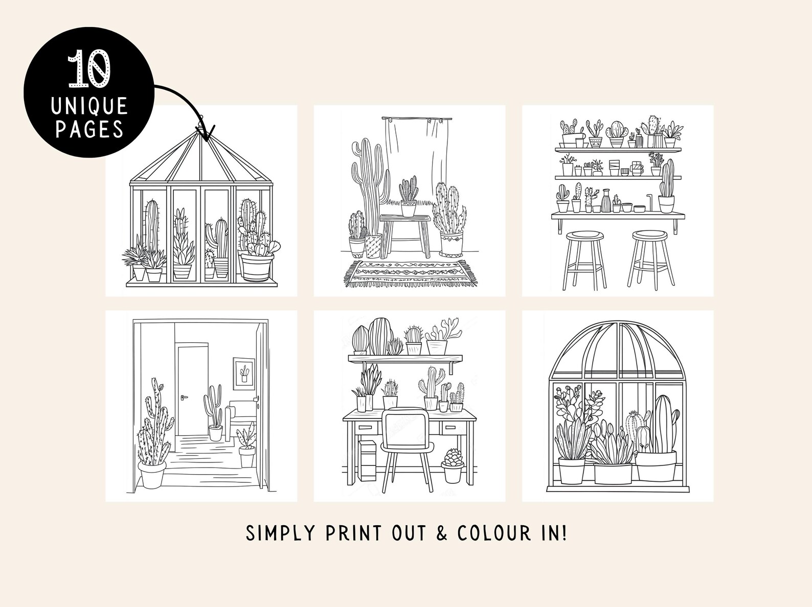 Cozy Room Coloring Pages, Pocket House Coloring Book for Adults, Boho ...