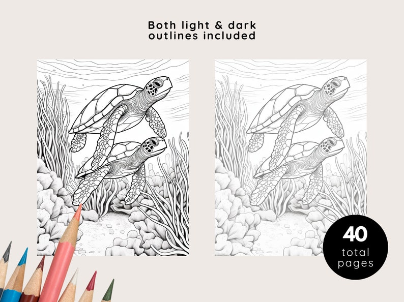 Sea Turtles Coloring Pages Under the Sea Colouring Book, Sea Life ...