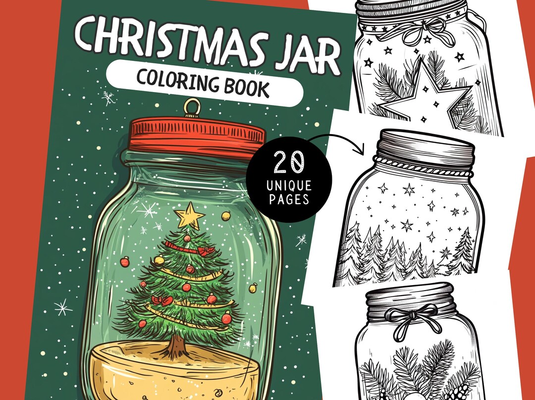 Christmas Jars Coloring Book, Winter Mason Jar Colouring Sheets, Xmas ...