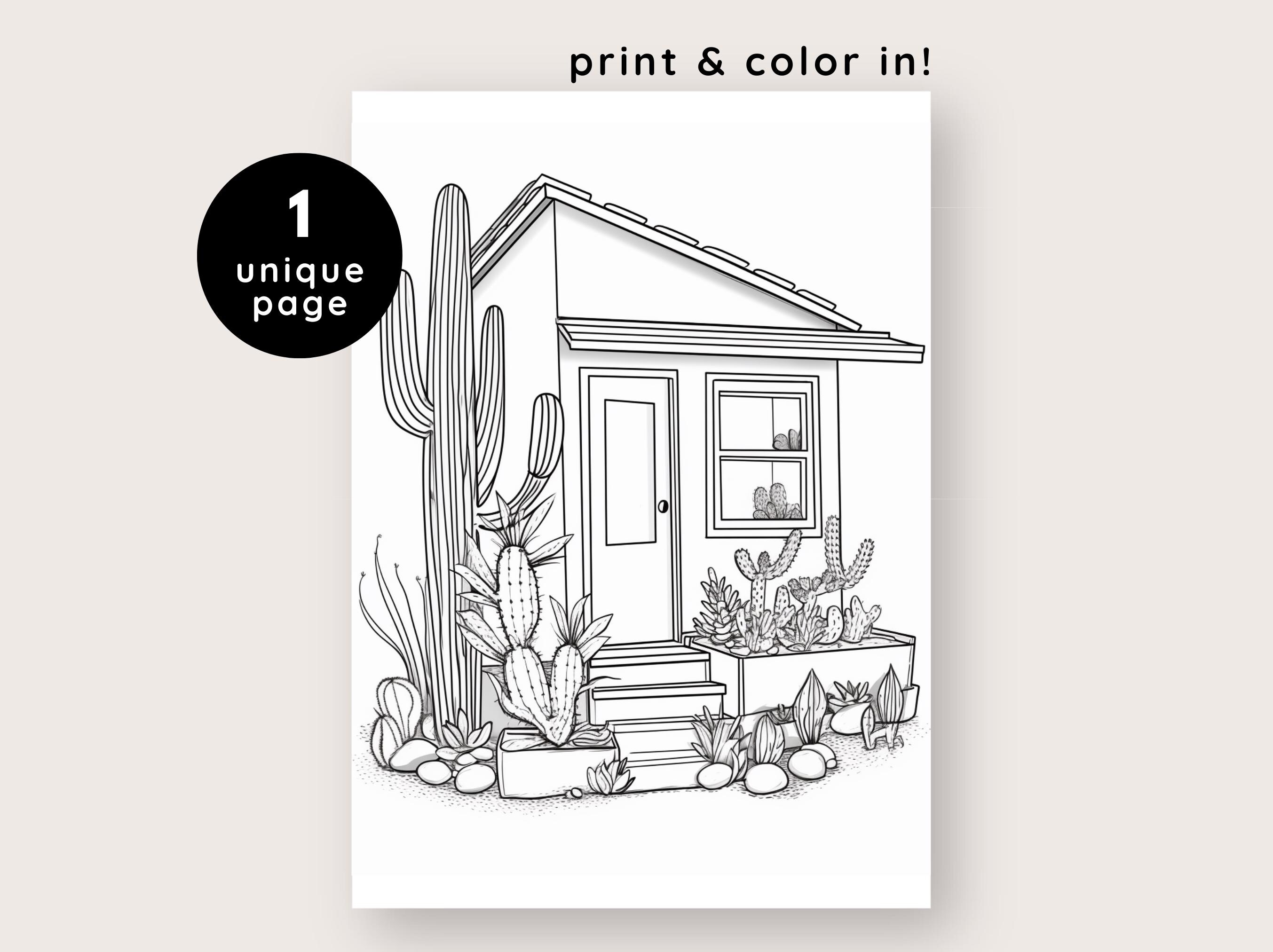 Tiny Home Coloring Sheet for Adults, Single Page Printable, Home on ...