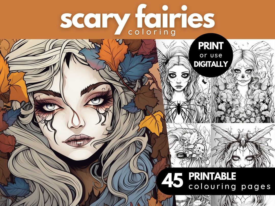 Halloween Fairy Coloring Page, 40 Bundle Fairy Gothic Coloring Pages ...