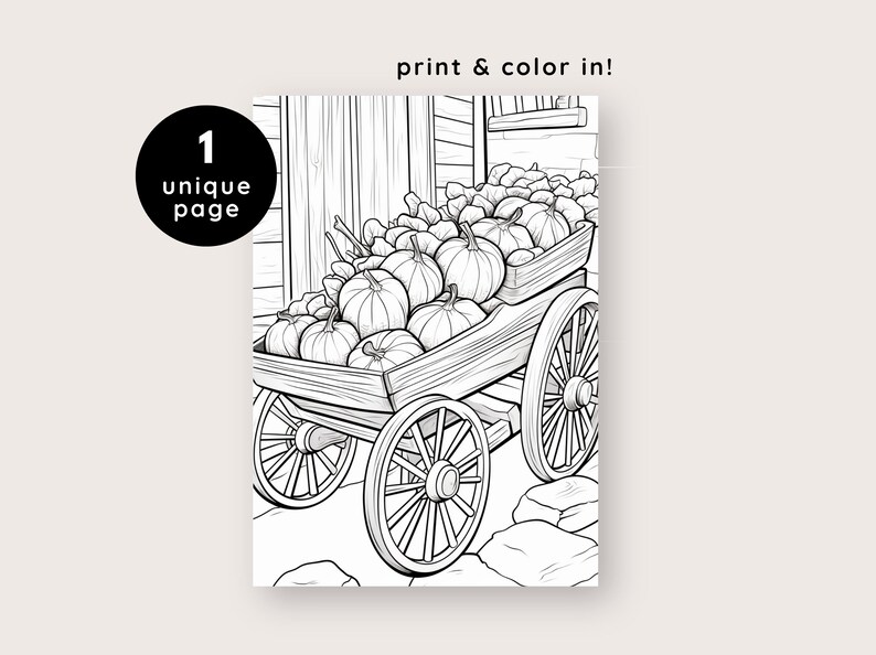 Bold and Easy Fall Coloring Page, Single Page Coloring Sheet, Wooden ...