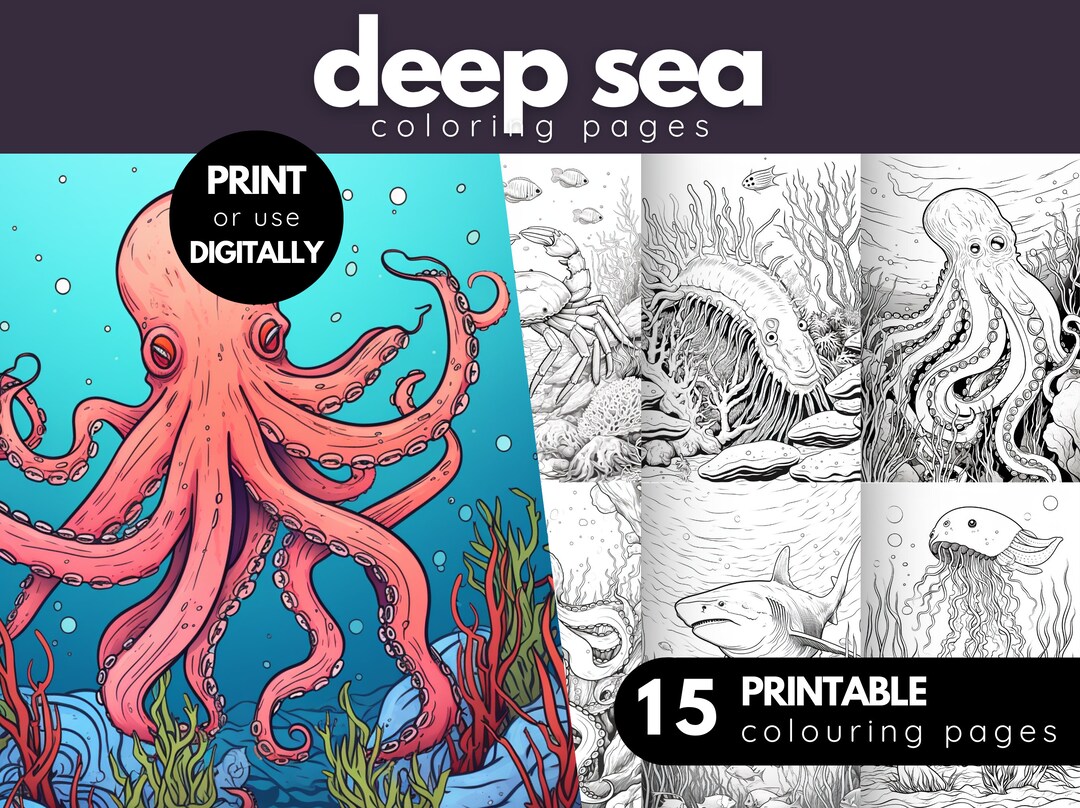 Deep Sea Coloring Page Under the Sea Coloring Sheets, Sea Animal ...