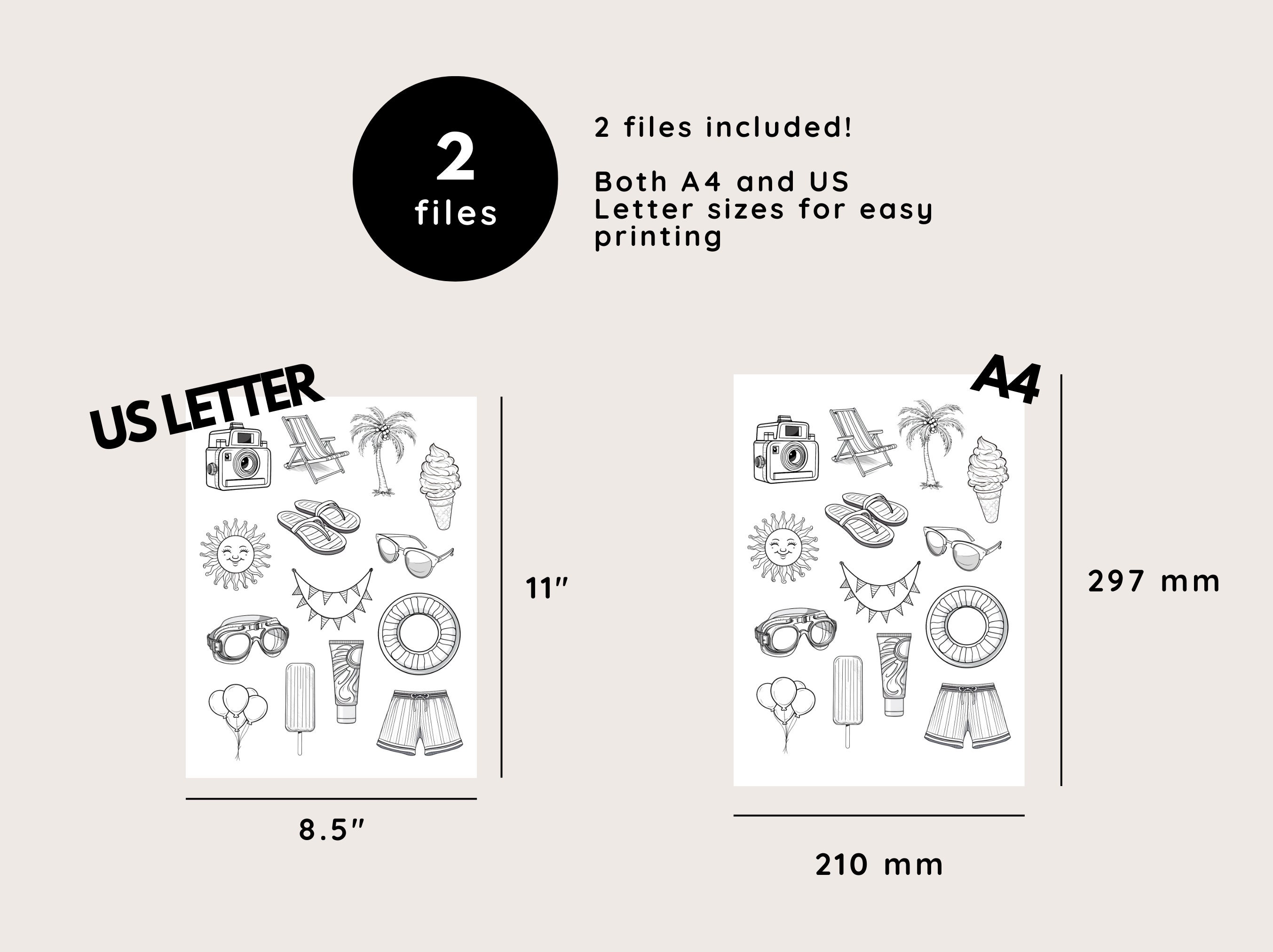 Pool Party Coloring Page, Mini Single Page Coloring Sheet, Coloring ...