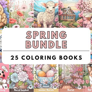 Mega Bundle Coloring Book, Coloring Pages for Adults, Spring Coloring ...