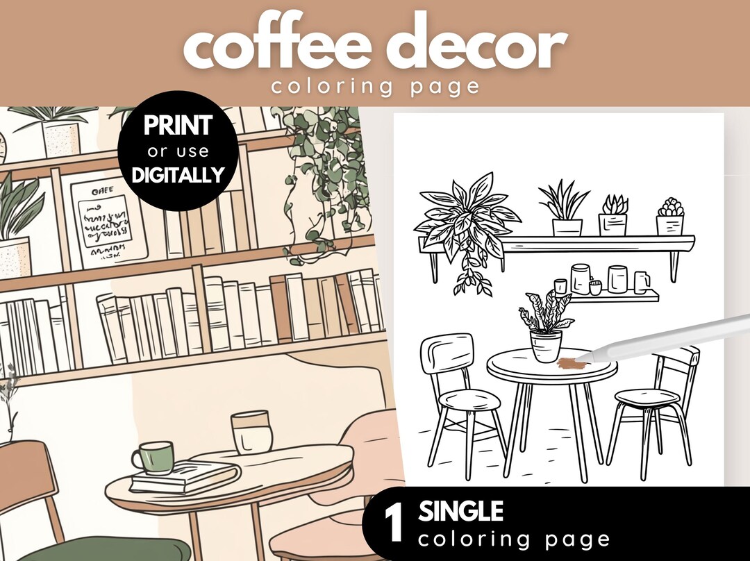 Coffee Coloring Book, Coffee Lovers Adult Color In, Boho Cozy Coffee ...