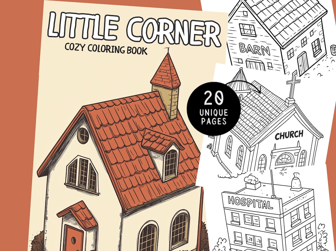 Little Corner Coloring Pages, 20 Cute and Cozy Shop Illustrations ...