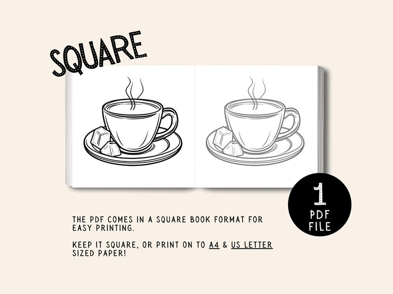 Simple Coffee Shop Coloring, Cute Coffee Lover Coloring Book, Easy to ...