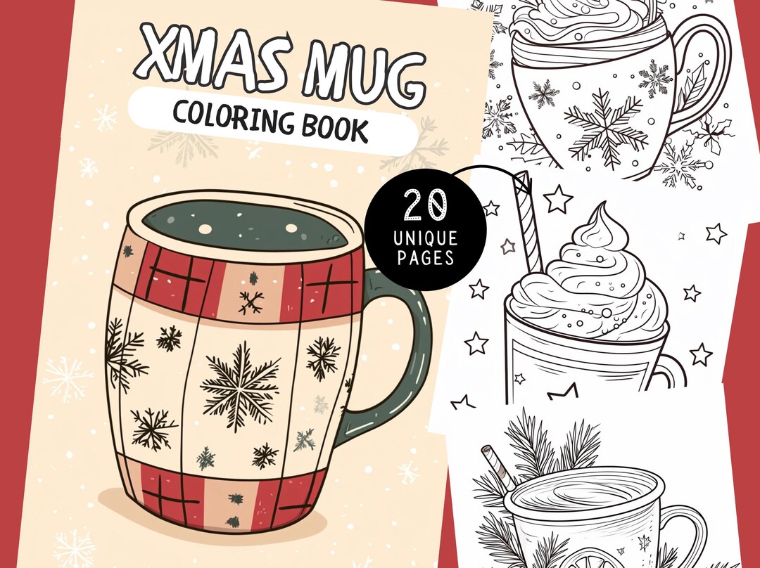 Cozy Winter Coloring Pages, Festive Drinks Printable Sheets, Hot ...
