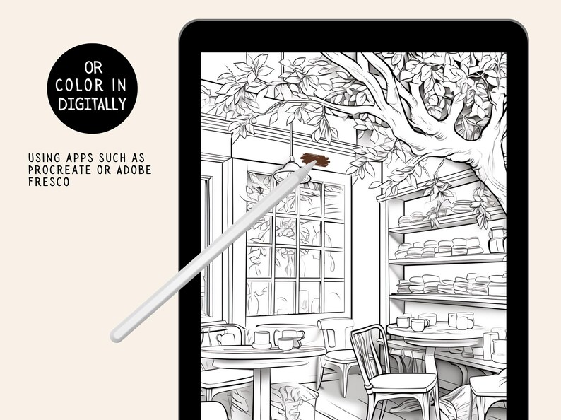 Adult Coloring Pages Coffee House, Cute Fall Coffee Shop Coloring Book ...