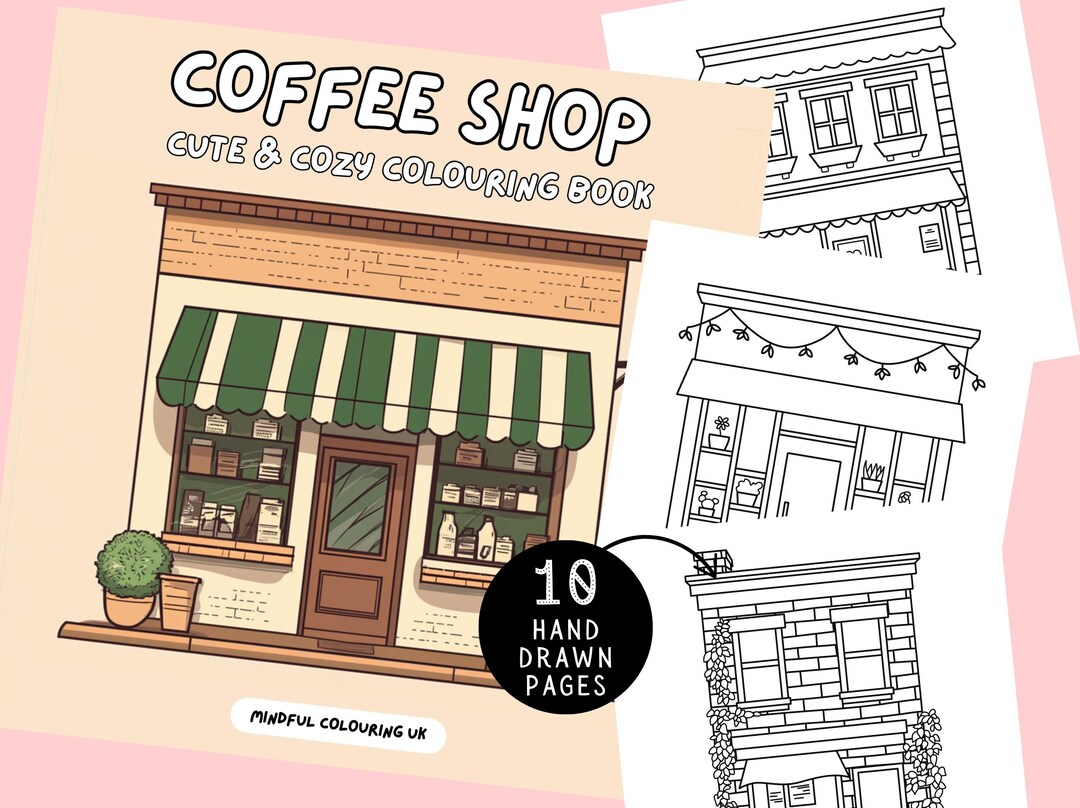 Adult Coloring Pages Printable Coffee, Vintage Coffee Shop, Aesthetic ...
