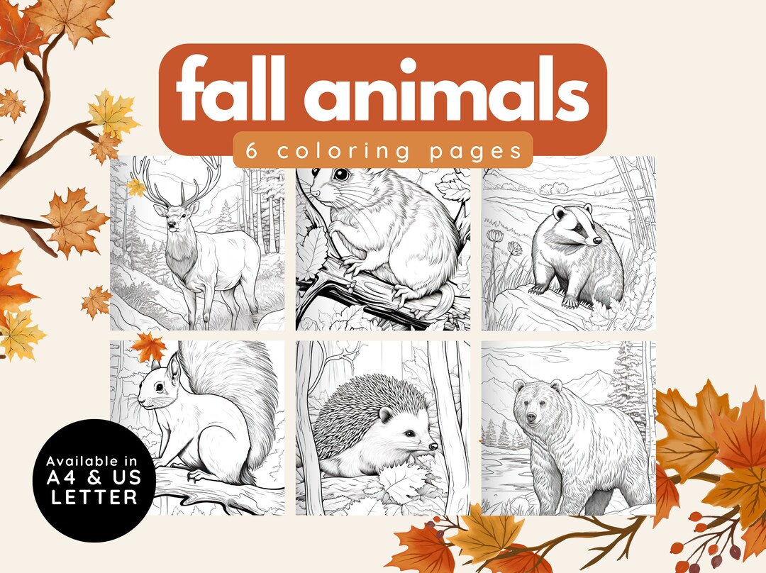 Woodland Animals Coloring, Fall Animal Coloring Pages, Autumnal ...
