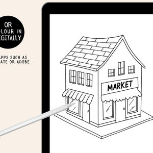 Little Corner Coloring Pages, 20 Cute and Cozy Shop Illustrations ...