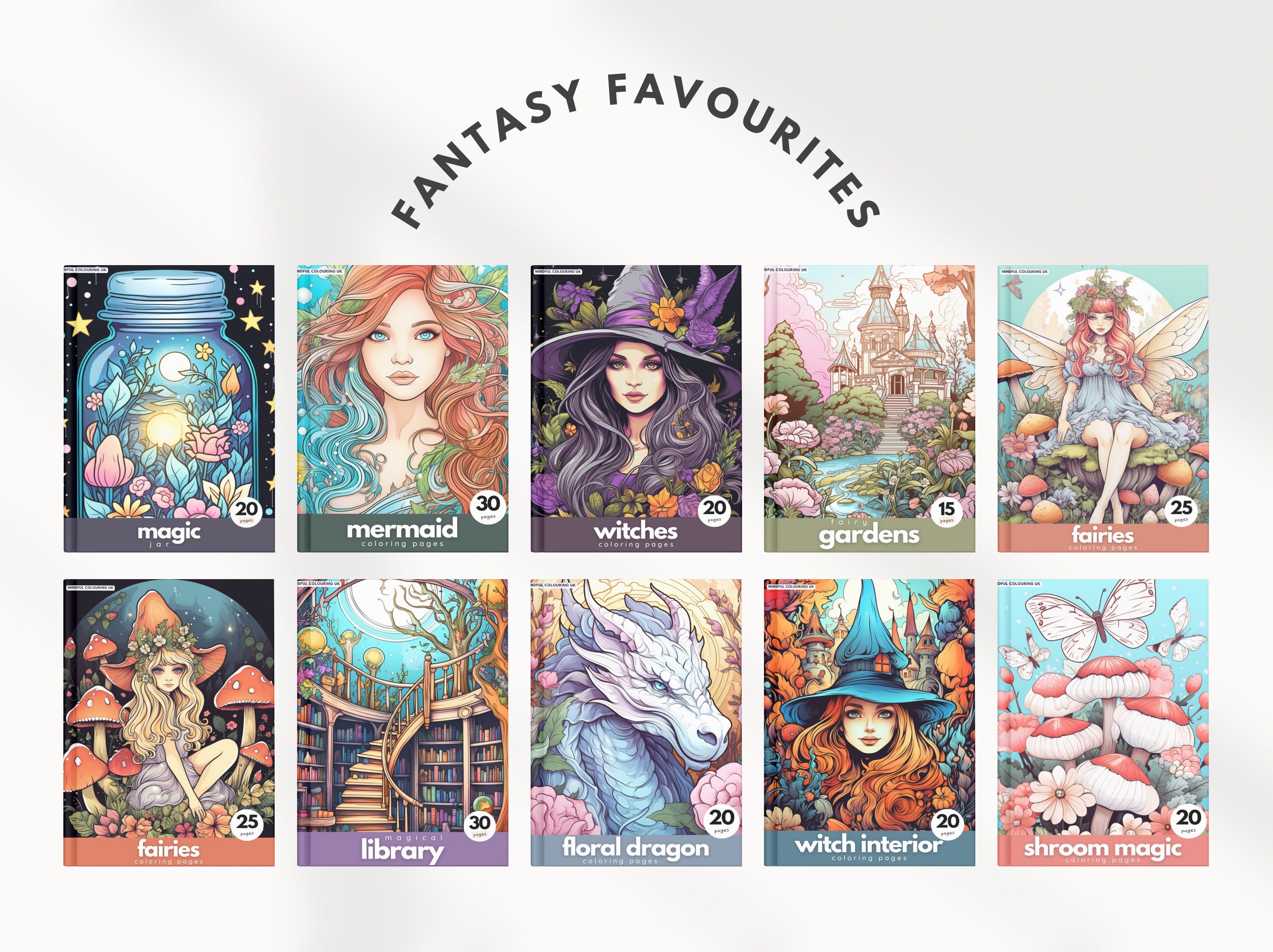 Mega Bundle Coloring Book, Adult Fantasy Coloring Pages, Magic Sheets ...