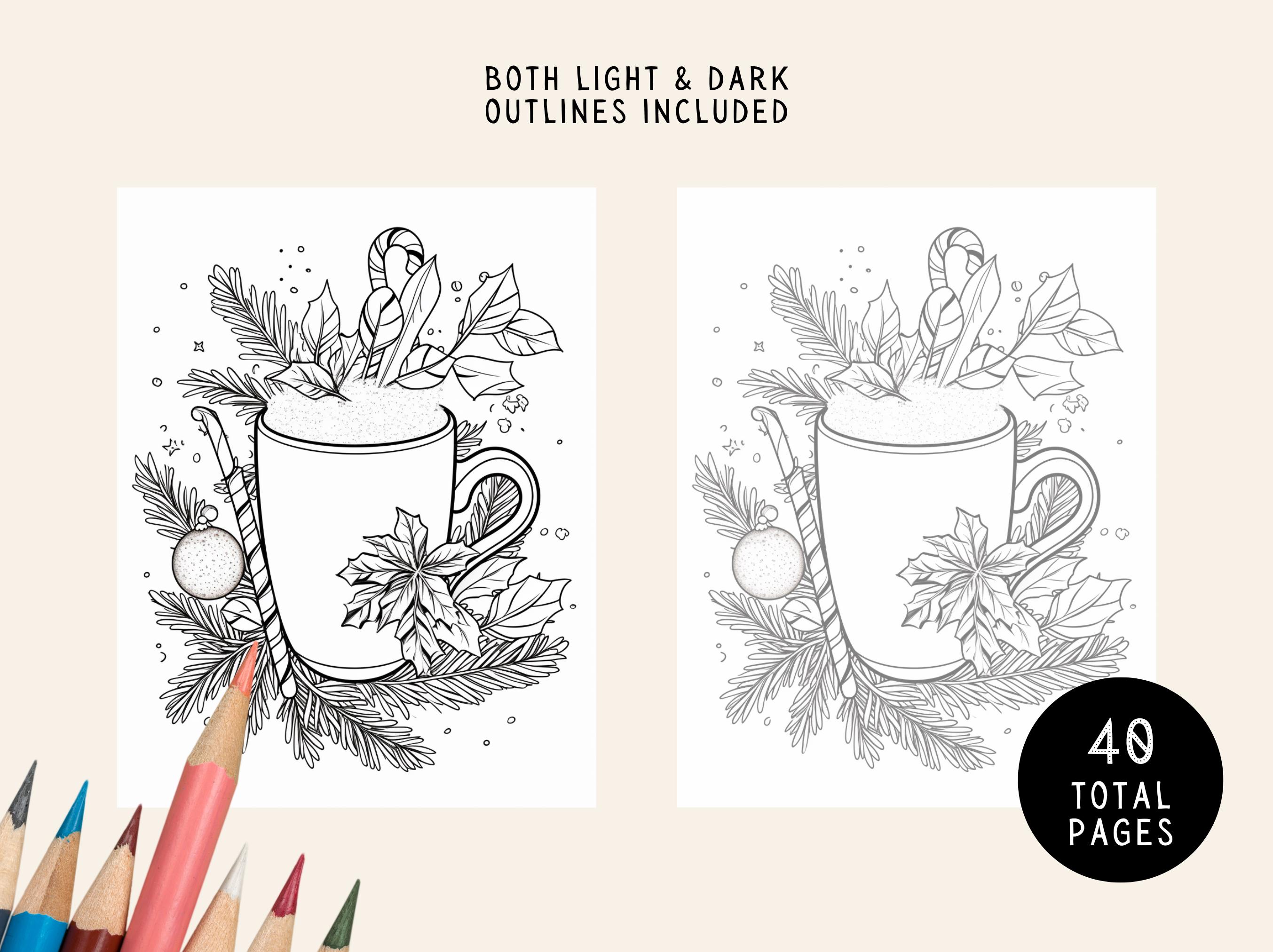 Cozy Winter Coloring Pages, Festive Drinks Printable Sheets, Hot ...