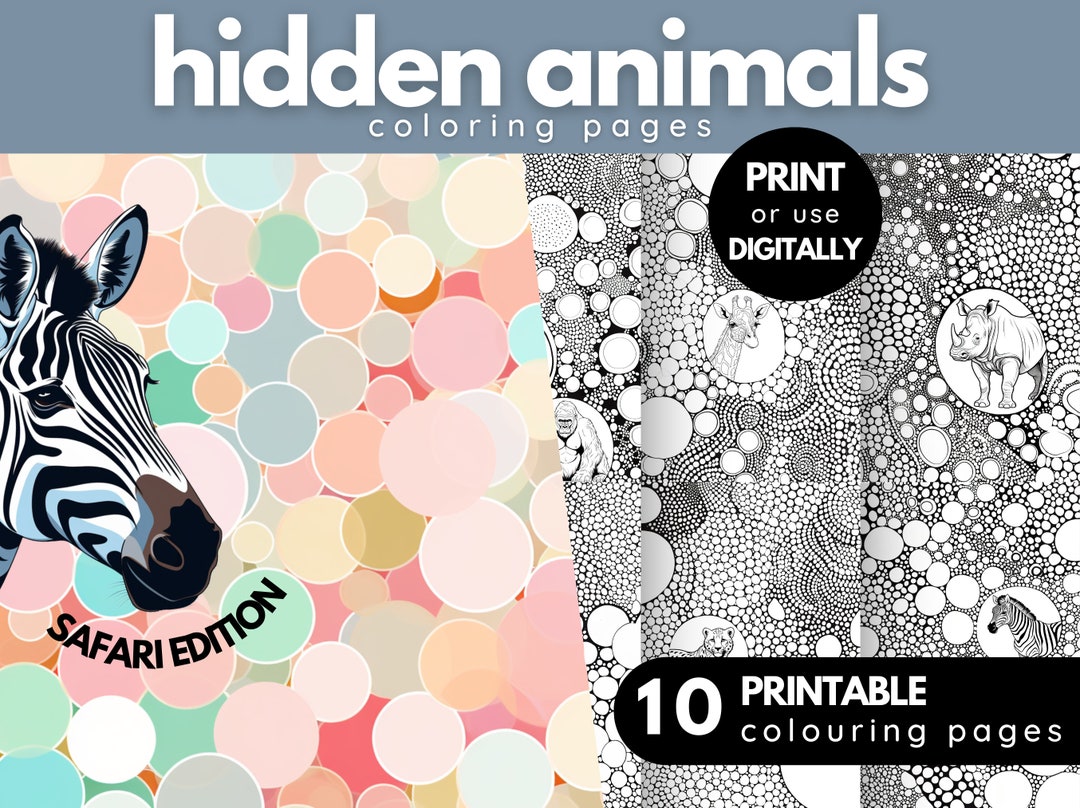 Hidden Animals Coloring Book, Bubble Coloring Pages, Printable ...